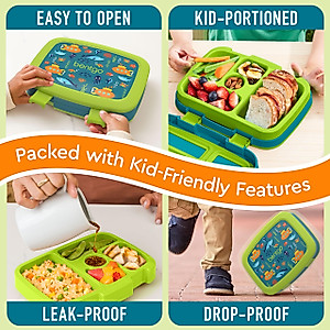 Bentgo Kids Prints Leak-Proof, 5-Compartment Bento-Style Kids Lunch Box - Ideal Portion Sizes for Ages 3-7, Durable, Drop-Proof, Dishwasher Safe, & Made with BPA-Free Materials (Submarine)