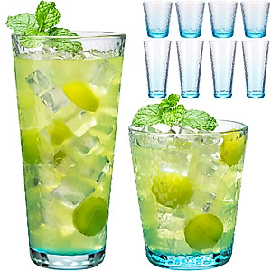 GoldArea 8 Pack Drinking Glasses, Mixed Glassware Set, Includes 4 Pcs 12 oz Highball Glasses and 4 Pcs 10 oz Whiskey Glasses, Ideal for Cocktail, Iced Coffee, Beer, Wine, Beverage, Water Cups