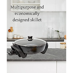 Extra Deep Electric Skillet Nonstick - Adjustable Temperature Control Aluminum Electric Fryer (12 Inch)