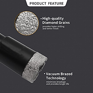 BTBLBITS Dry Diamond Core Drill Bit 1 Inch (25mm) 5/8-11 Thread Tile Drill Bits Vacuum Brazed Angle Grinder Diamond Hole Saw for Porcelain Ceramic Granite Marble Brick with 3/8” Hex Shank Drilling
