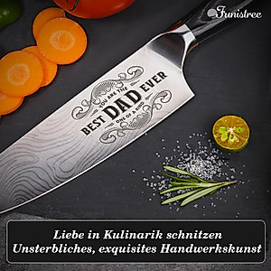 Funistree Gifts for Dad Men, Dads Gifts for Dad, Dad Birthday Gift from Daughter Son Kids, 8 inch Pro German 1.4116 Chef Knife, Christmas Kitchen Knife Gift Set for Best Dad Father