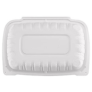 TIYA Clamshell Food Containers - White Bulk 200 Pack, 9x6in. - BPA Free Plastic To-Go Storage Containers - Microwavable Hinged Restaurant Takeout Tall Clamshells - Great for Meal Prep