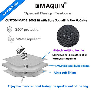 EMAQUIN Travel and Storage Carrying Case Bag for Bose Soundlink Flex Speaker(Enjoy Music Without Taking The Speaker from The Bag,Water Repellent,Good Protection,Black)
