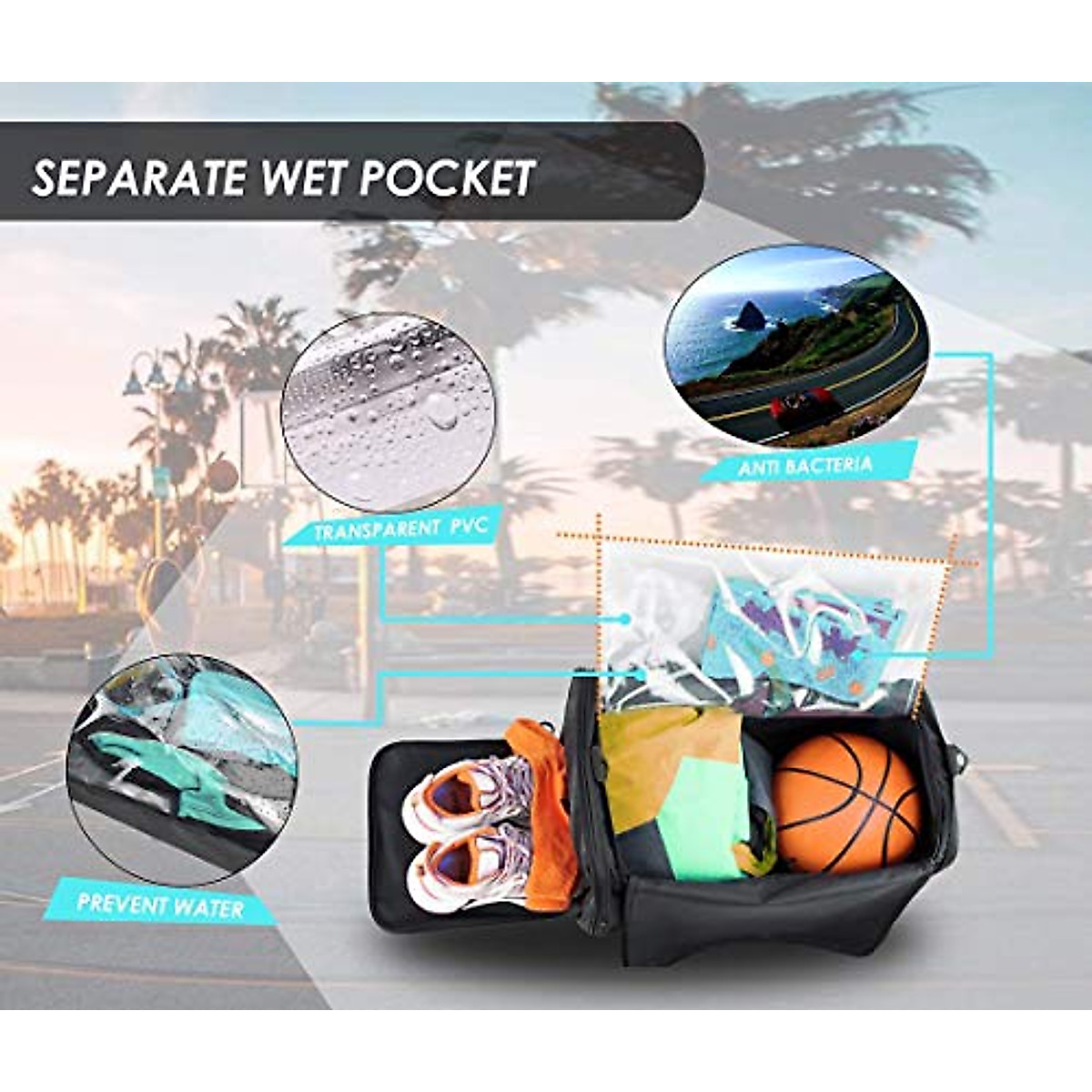 Duffle Bag for Men Ultra-Lightweight Foldable Gym Duffle Bag | 40L Capacity Shoes Compartment & WetPocket | Multi-Function Carry | Perfect for Travel & Workout Beach Bag Tote Bag for Women