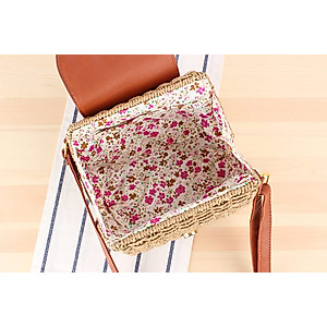 TONWHAR® Lady's Vintage Straw Summer Purse Leisure Beach Bag (Light Coffee)