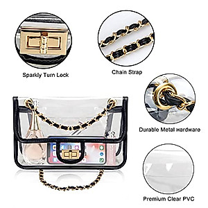 Voikukka Designer Clear Purse Clutch Bag for Women Girls Cute Crossbody Bag Stadium Approved Bags Small Transparent Purse Ladies Concert Clear Seethrough Bag