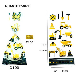 Construction Candy Goodies Bags Dump Truck Car Cone Party Favor Bags Construction Zone Theme Plastic Cellophane Treat Gift Bags for Construction,Baby Shower,Wedding,Bridal Shower,Birthday Party Decorations