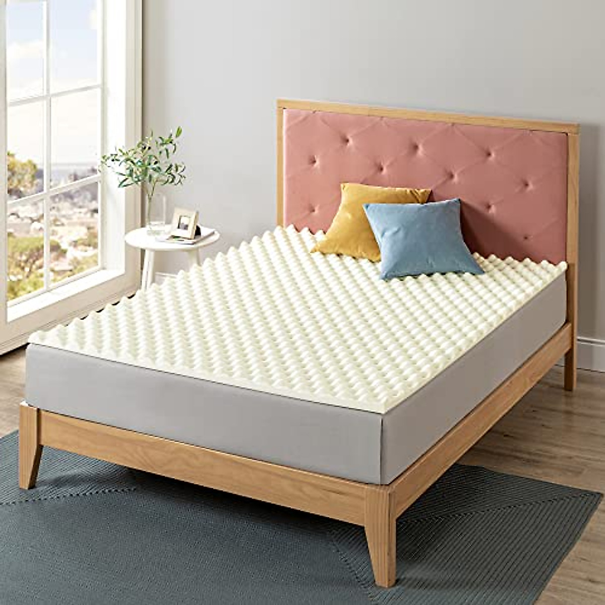 ZINUS 1.25 Inch Copper Cooling Memory Foam Mattress Topper with Airflow Design, Full, White