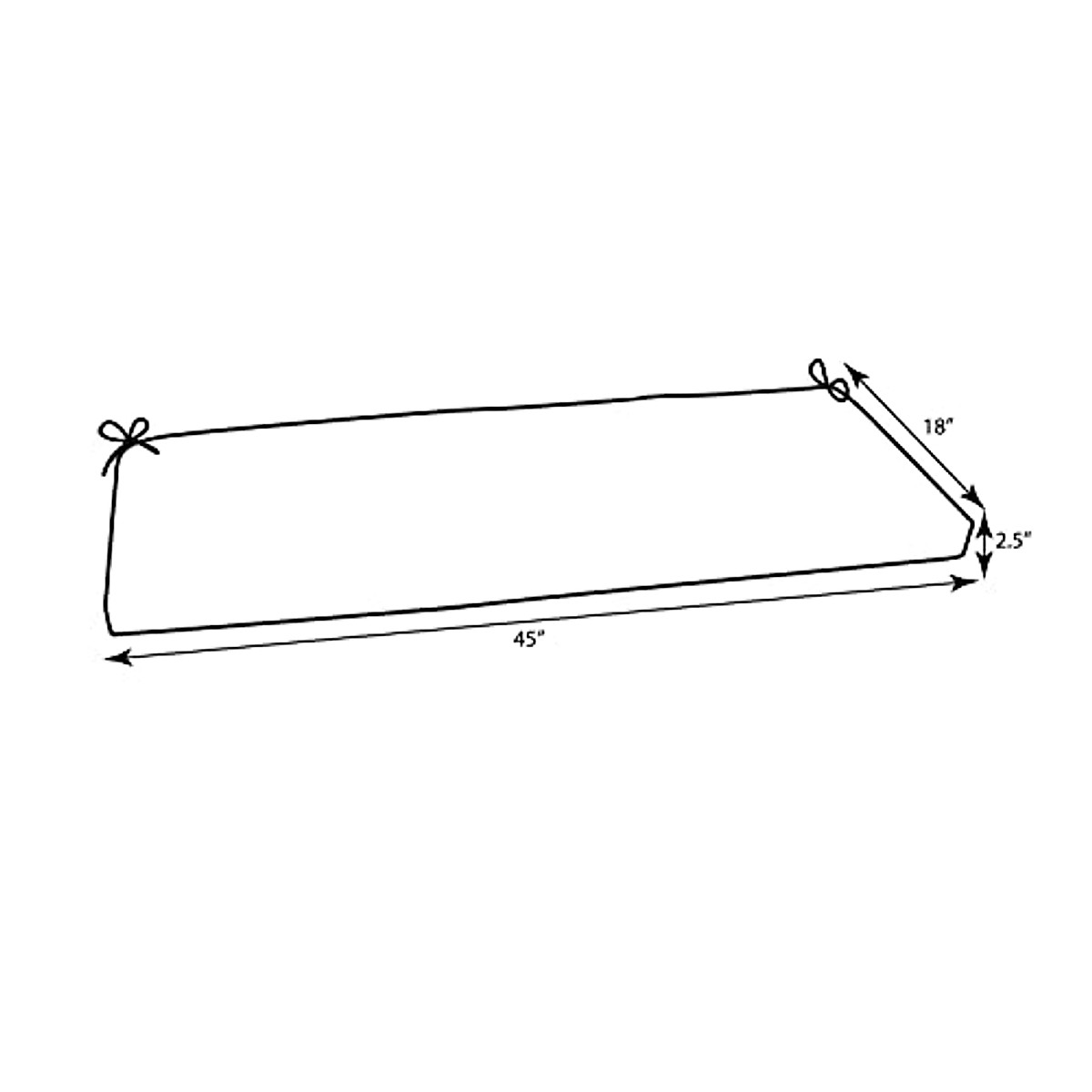 Pillow Perfect Damask Indoor/Outdoor Sofa Setee Bench Swing Cushion with Ties, Weather, and Fade Resistant, 18" x 45", Blue/White New Damask, 1 Count