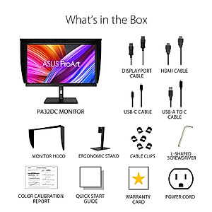 ASUS ProArt Display 31.5” 4K OLED Professional Monitor (PA32DC) - Built-in Motorized Colorimeter, Color Accuracy ΔE<1, 99% DCI-P3, USB-C, Auto Calibration, Compatible with Laptop & Mac Monitor,BLACK