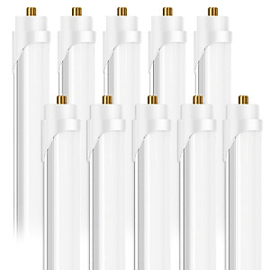ONLYLUX 8 Foot Led Bulbs T8 T12 LED 8ft Tube Light F96T8 F96T12 LED Bulb 96" FA8 Single Pin LED Fluorescent Replacement, (100W Fluorescent Equivalent) 6500K CW Daylight Milky Cover, 10 Pack