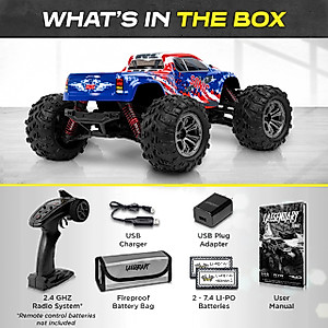 LAEGENDARY Remote Control Car, Hobby Grade RC Car 1:16 Scale Brushed Motor with Two Batteries, 4x4 Off-Road Waterproof RC Truck, Fast RC Cars for Adults, RC Cars, Remote Control Truck