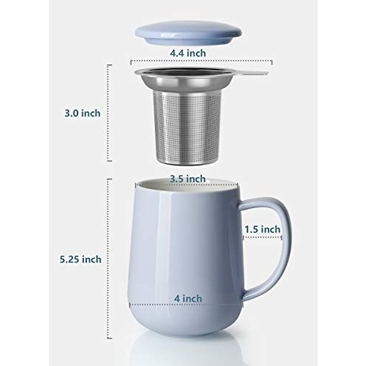 Sweese 20 OZ Porcelain Tea Mug with Infuser and Lid, Loose Leaf Tea Cup, Gifts for Tea Lover, Lilac - 204.110