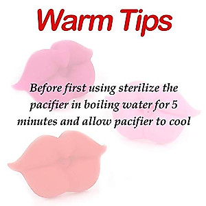 3pcs Infant Pacifier, Funny Lips Baby Pacifiers, Soft Silicone Cute Pacifier Design with Kiss Lip, Cute Pacifier Lovely Mommy's Touch Pink Kiss Lips Pacifiers