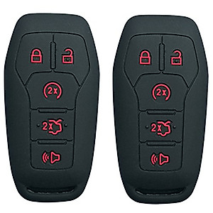 2Pcs Coolbestda Silicone Key Fob Cover Skin Remote Case Keyless Entry Holder for 2015 2016 2017 Ford Explorer Edge Mustang F-150 Fusion Lincoln MKZ MKC M3N-A2C31243300