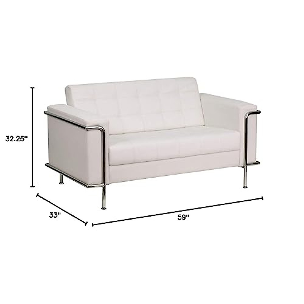 Flash Furniture HERCULES Lesley Series Contemporary White LeatherSoft Loveseat with Encasing Frame