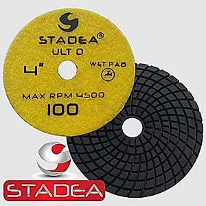 Stadea PPW108X Granite Polishing Pads 4" Diamond Pad Black Buff For Granite Quartz Stones Polish