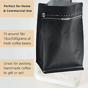 Pack of 50 1 LB Black Color Foil Coffee Bags - High Barrier Aluminum Foil - Flat Bottom Coffee Pouches with Degassing Valve, Food Storage Bags with Rsealable Zipper & Easy Open Tape (50 Pieces,