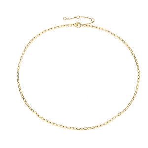 Lcherry Dainty Paperclip Choker Necklace 14K Gold Plated Paper Clip Chain Necklace for Women