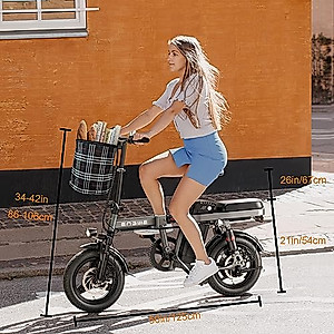 BPNN Electric Bike for Adult Folding, Ebike 7 Shock Absorbers 14" Tire 350W（600W Peak Power Motor） 48V 10Ah 19.2MPH E Bike City Cruiser Commuter Electric Bicycles E-Bike