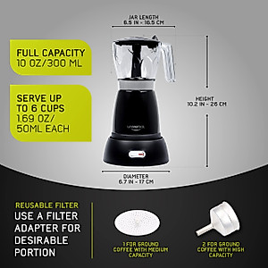 universal Electric Espresso/Moka Maker 6 cups, Moka Pot Electric, Espresso Machine, Prepare Italian Style Coffee Latte, Macchiato & Mocaccino, Cord-free Serving