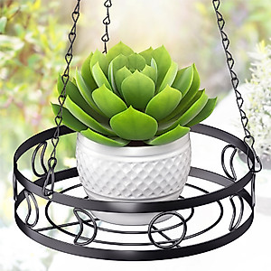 lanccona 3 PCS Plant Hanger Indoor Outdoor, Moon Phase Hanging Plant Holder with 3 Hooks, Hanging Plant Shelf for Boho Home Decor, Black (POTS NOT Included)