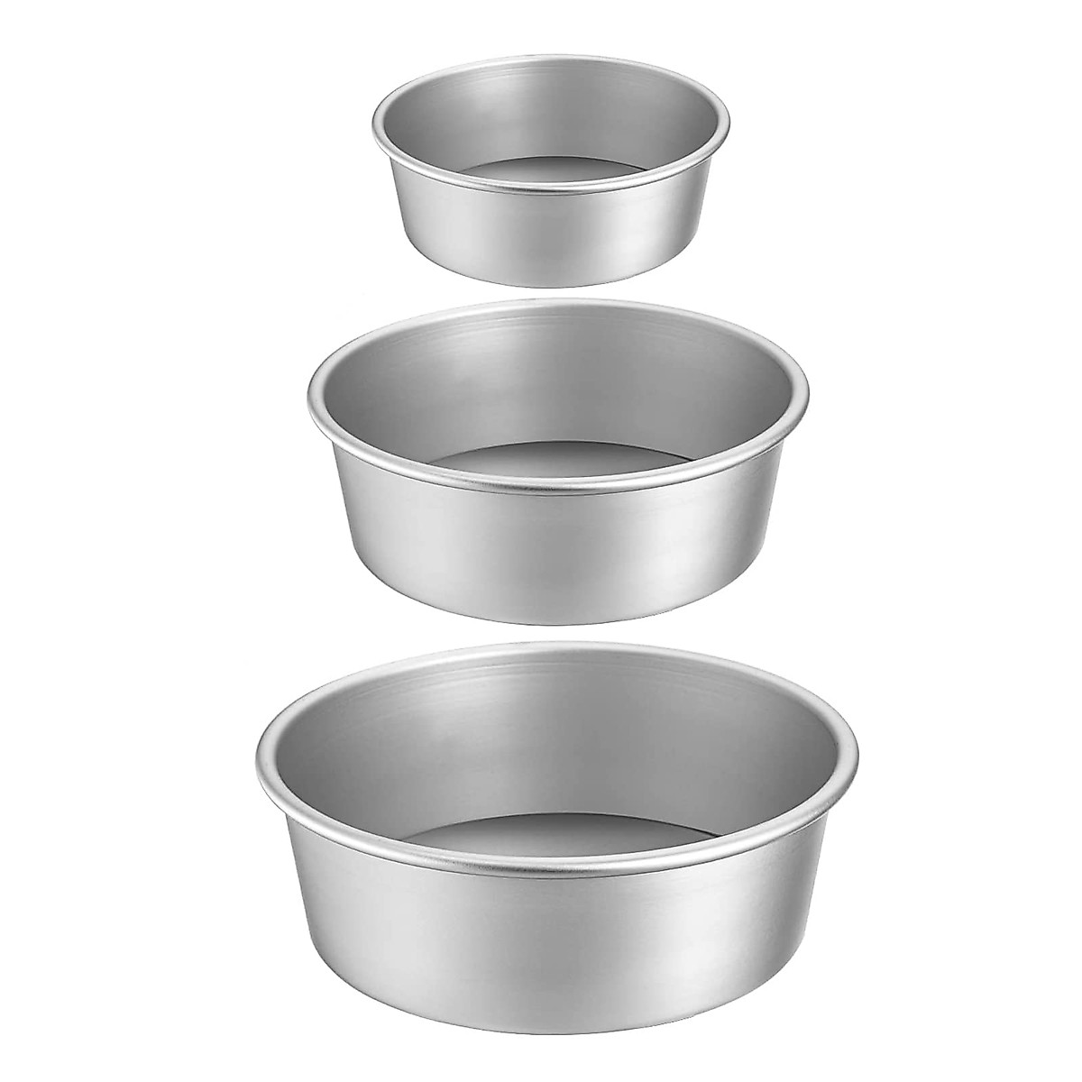 GOLEDU 3 Piece Round Cake Pan, 4" 6" 8" Aluminum Cake Baking Pan with Removable Base, Commonly Used for Baking Cakes that Need a Lot of Volume to Expand, Such as Chiffon Cake, Sponge Cake, etc.