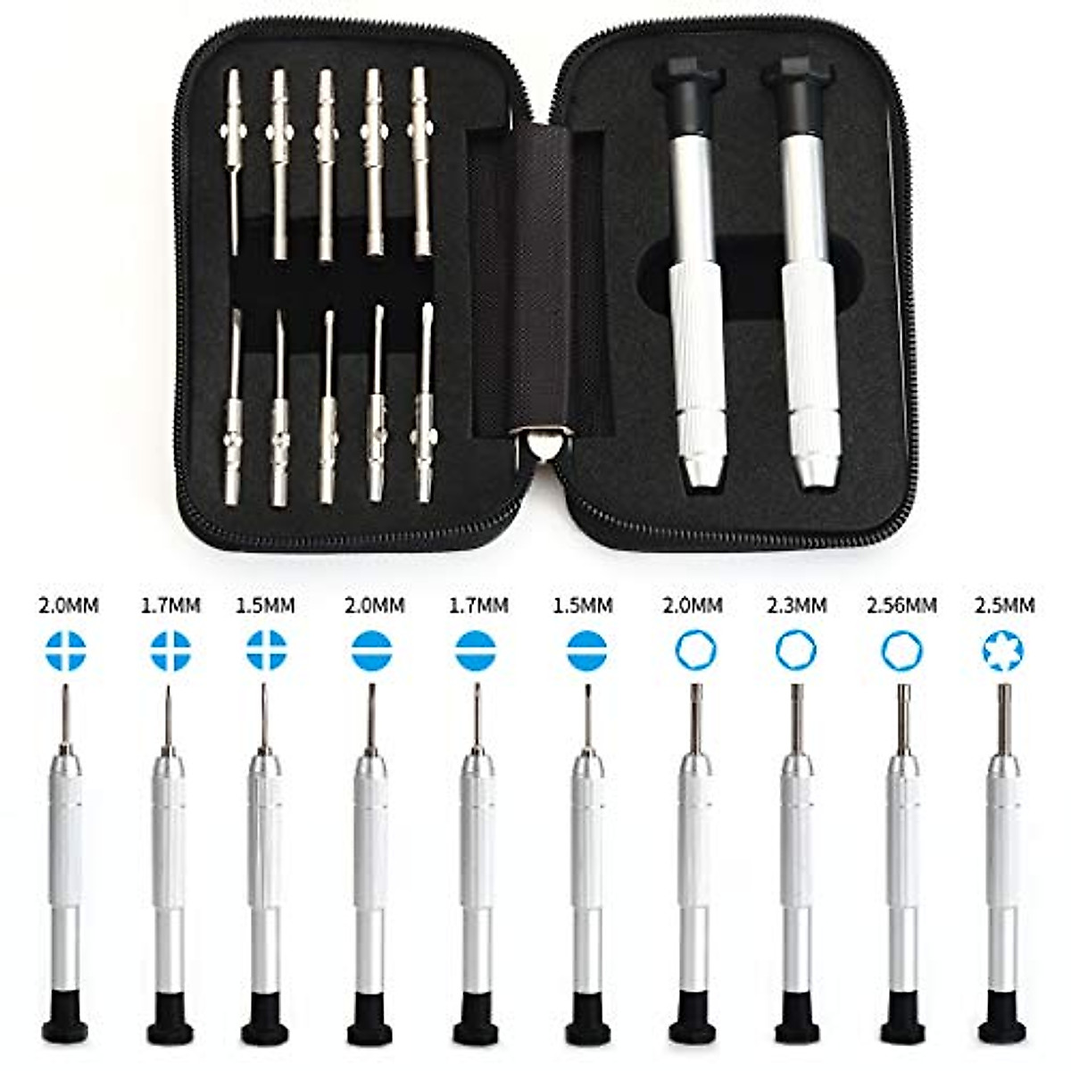 Precision Screwdriver Set, Eyeglass repair kit with 10-style screwdrivers/nose pads/4 in 1 portable screwdrivers/ear hook/tweezer for eyeglasses sunglass watch calculator (with 70-style screws)
