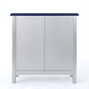 Christopher Knight Home Alana Firwood Cabinet with Faux Wood Overlay, Silver / Navy Blue