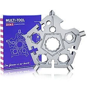 Pentagon Snowflake Multi Tool 23-in-1Carbon Steel Snowflake Handy Tool With Keyring,Portable Screwdriver/Wrench/ Bottle Opener Multitool Funny Gifts (Pentagonal snowflake（Silver）)