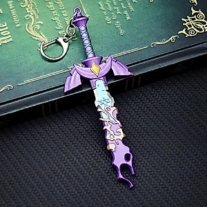 MEETCUTE Decayed MasterSword Keychain Latest,Cool Sword Key Ring for Men and Women Legend of Zeld the Tears Kingdom MasterSword Key chain Cosplay Accessories - Purple