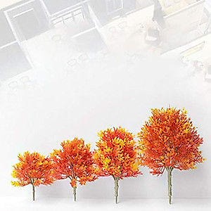 Exceart 4 Pcs Model Trees Fake Trees Autumn Maple Trees Plant Ornamentm for DIY Crafts Building Model Scenery Landscape Orange (19cm, 15cm, 13cm, 10cm Style)