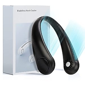 Personal fans 4000mAh remarkable goodz cool blades neck fan 360°Surround Wind blast personal fan USB rechargeable lazy fan head fan 62 air outlets Gifts Outdoor Sports construction worker Black