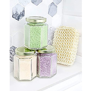 Cornucopia 6-Ounce Hexagon Glass Jars (12-Pack); Empty Hex Jars w/Gold Lids for Party Favors, Jams, Samples & More