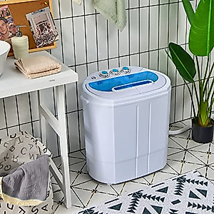 Qzexun 2 in 1 Laundry Washer and Spin Dryer Combo Electric Portable Washing Machine, Blue