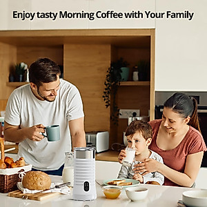 Milk Frother, 4 in 1 Electric Milk Steamer, Automatic Hot and Cold Foam Maker, Auto Shut-Off Frother for Coffee, Latte, Cappuccino (White)