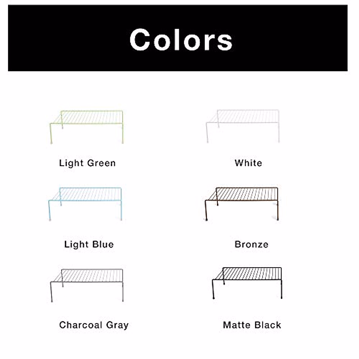 Smart Design Classic Storage Shelf – Set of 6, Large (8.5 x 16 in.), Bronze – Sturdy Steel Pantry Organizer with Rust-Resistant Finish and Non-Slip Feet for Easy Home Organization and Storage