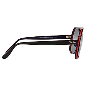 Ray-Ban Rb4357 Powderhorn Aviator Sunglasses, Black Red Blue/Clear Gradient Blue, 58 mm
