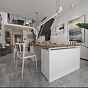 STARWAY Outdoor Patio Dining Chairs Kitchen Chair Set of 4, Plastic Chairs, Modern Armless Slot-Back Dining Chair, Premium Plastic Kitchen and Dining Room Plastic Chair, Set of 4-(Black+White)