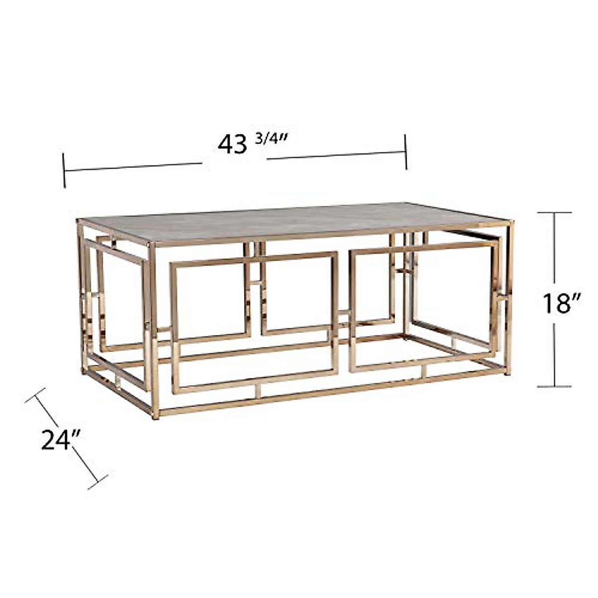 SEI Furniture Simondley Cocktail Table, 24D x 43.75W x 18H in, Champagne w/Faux Marble