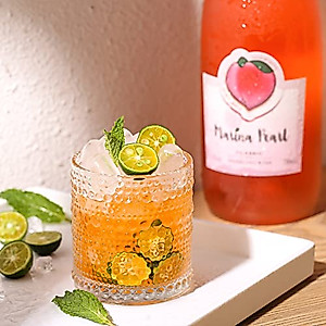 cosnou Mini Rock Glasses, 6.5 oz（200ml） Hobnail Drinking Glasses Set 6, Embossed Vintage Glassware Set for Beer, Cocktail, Soda, Beverage Clear