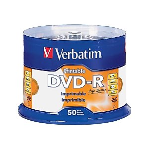 Verbatim Life Series DVD-R Printable Disc Spindle, Pack of 50 98472