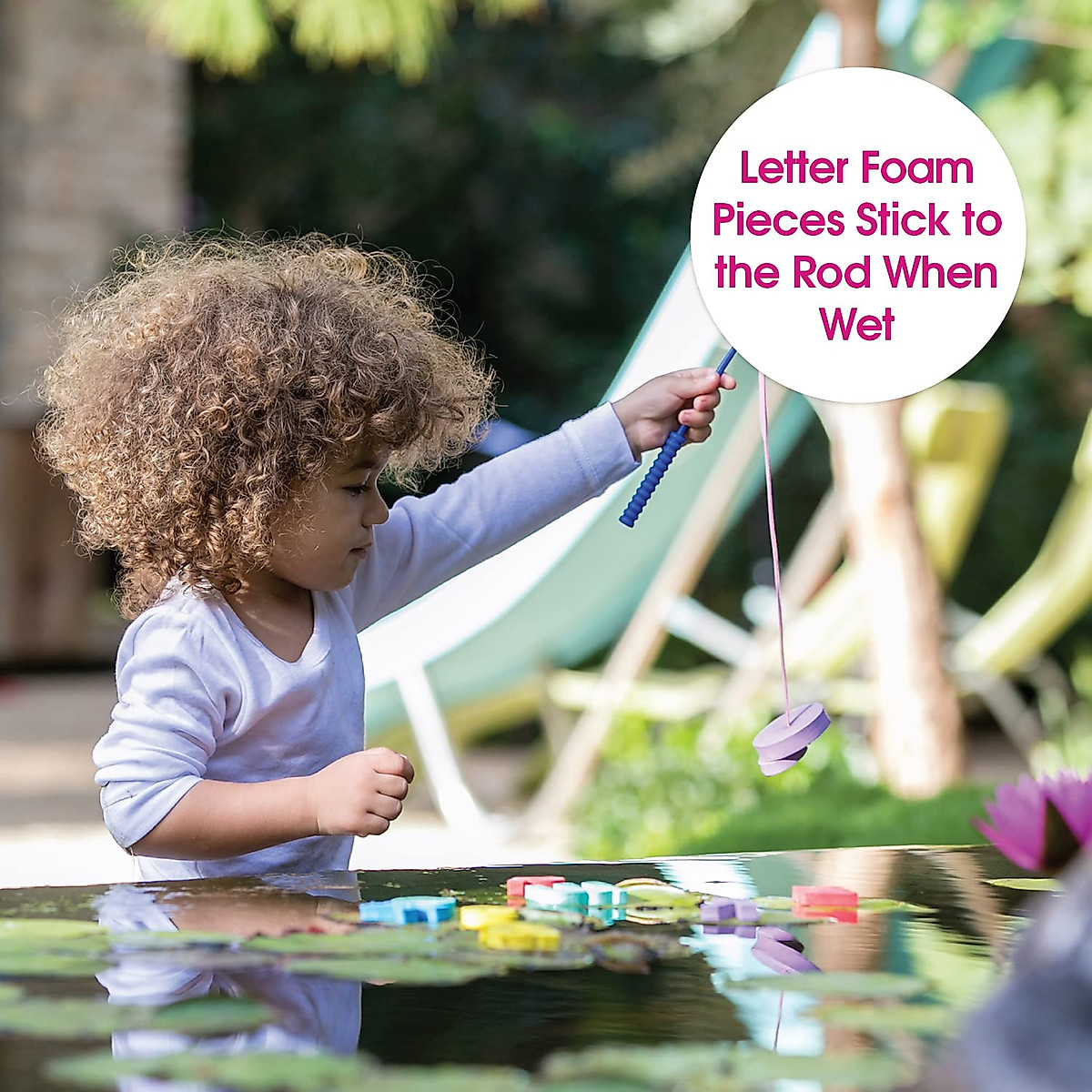 Edushape Fish & Spell Toy Fishing Set - Foam Bath Letters Toy Set - Early Child Development Learning Bath Foam Letters - Baby Foam Bath Toys for Toddlers 1-3 - Outside Water Play Toys