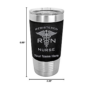 LaserGram 20oz Vacuum Insulated Tumbler Mug, RN Registered Nurse, Personalized Engraving Included (Faux Leather, Black)