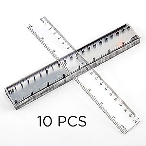 LUTER 10 PACK Clear Plastic Ruler 20cm 8inch Straight Ruler Transparent Plastic Ruler Kit Measuring Tool for Student School Office