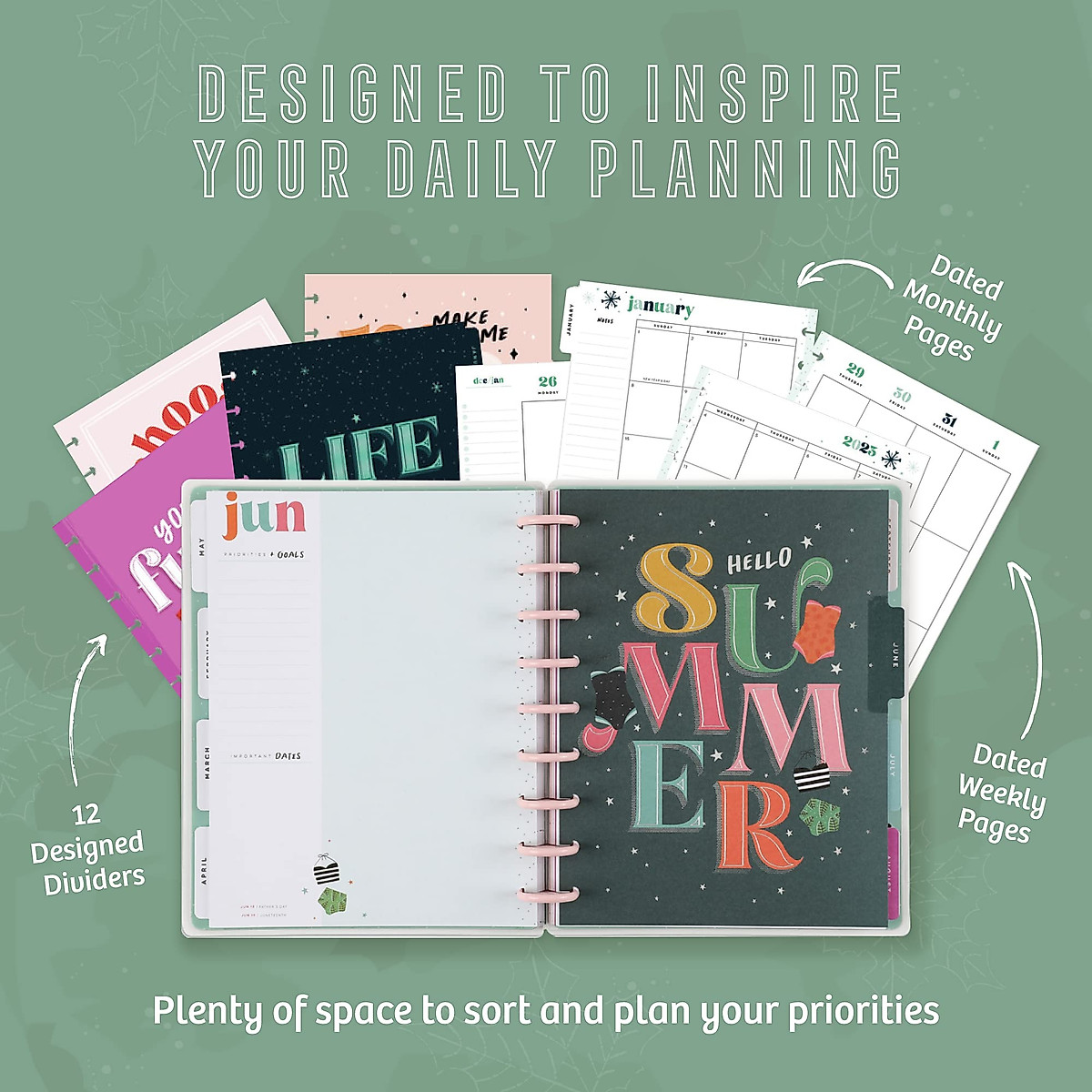 Happy Planner 2023 Daily Planner and Calendar, 12-Month Daily, Weekly, and Monthly Planner, Jan. 2023–Dec. 2023 Diary, Vertical Layout, Life Is a Party Theme, Classic Size, 17.78 x 23.50 cm