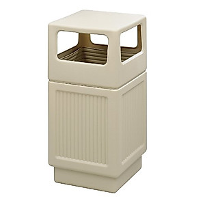 Safco Canmeleon Trash Can, 38 Gallons, Indoor and Outdoor Use, Durable & Weather-Resistant Commercial Garbage Can, Tan