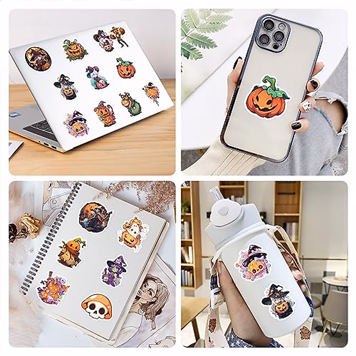 Halloween Stickers for Kids, 100PCS Waterproof Vinyl Stickers for Water Bottles, Notebooks, Laptops, Phone Cases, Decorative Gifts for Teen Girls