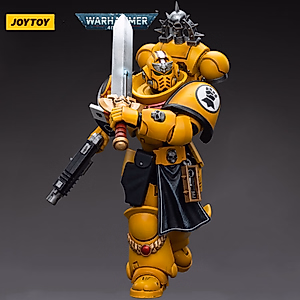 JOYTOY 1/18 Warhammer 40,000 Action Figure Imperial Fists Lieutenant with Power Sword Collection Model (4.8 inch)