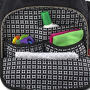 Modern Quilted Diaper Bag Backpack and Multipurpose Travel Drawstring Baby Bag – 3 Piece Set (Black)